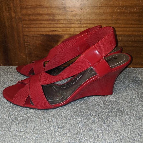 dexflex comfort | Shoes | Red Wedge Sandals | Poshmark